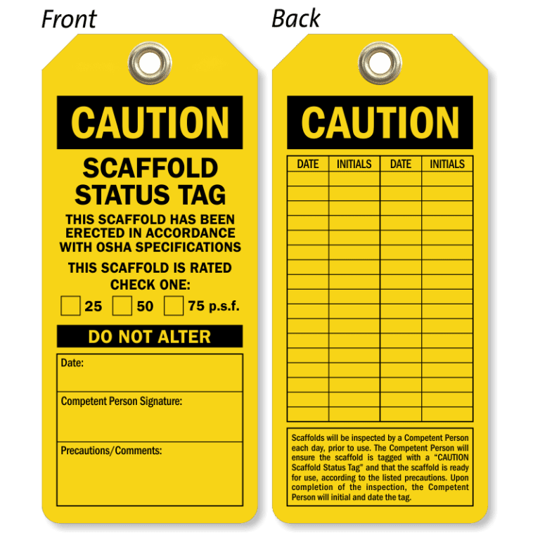 Yellow Scaffold Tag - Your Site Safety Product Specialist | APAC